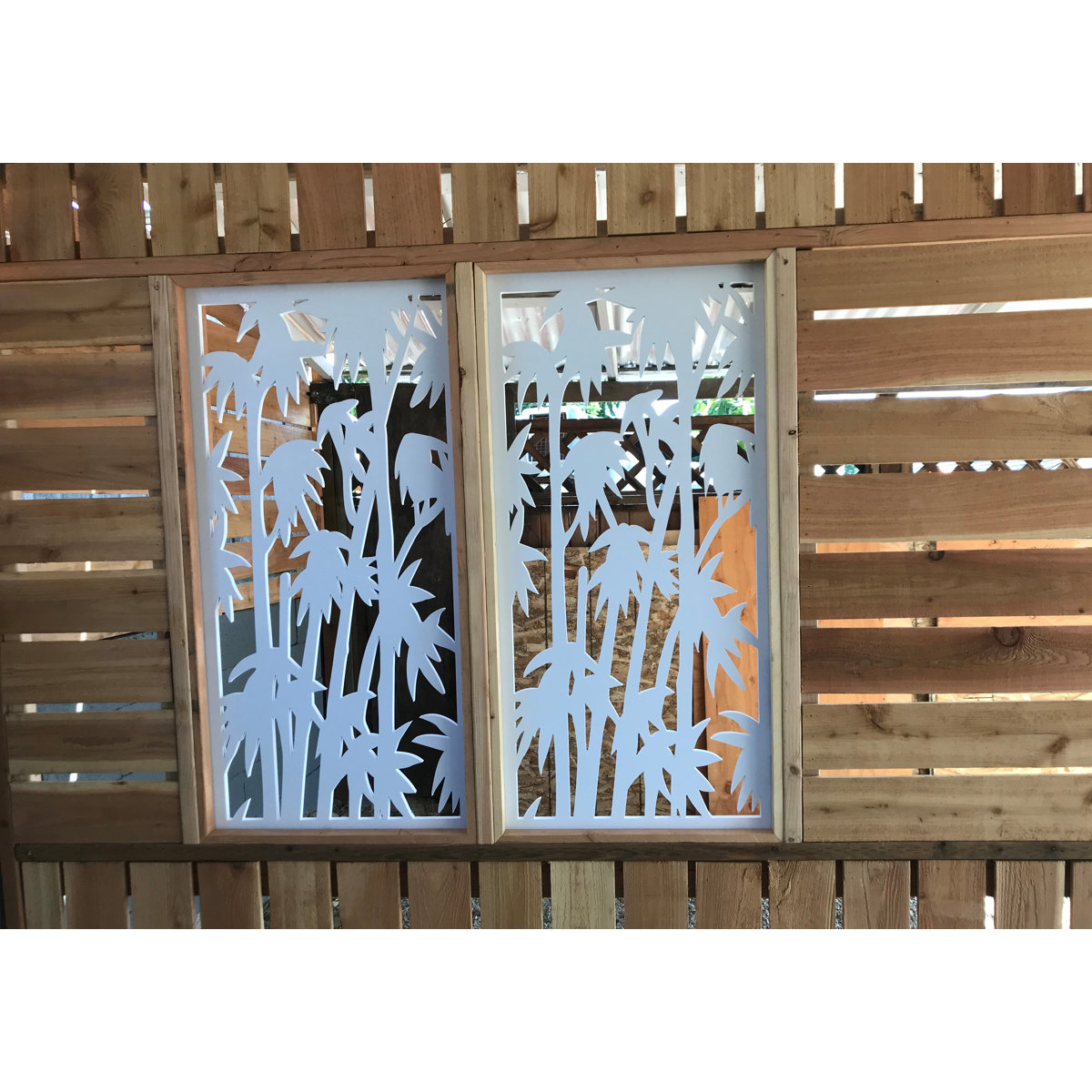 VIMA (Bamboo Tree) Decorative Wall Panel - 48"L x 24"W, White Color PVC Board Panel with Private ...